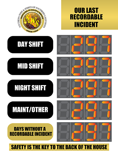 Custom Days Without An Accident Sign