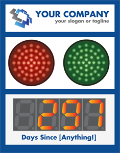 Stoplight Days Since Last Accident Sign with 5” Counter