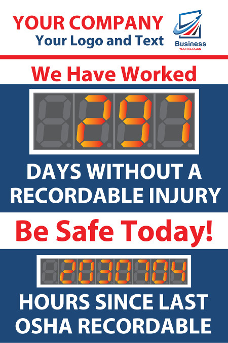 Hour and large day Tracking Safety Record Sign