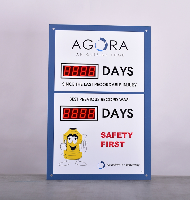 Accident Free Days Sign With Two Numeric Counters