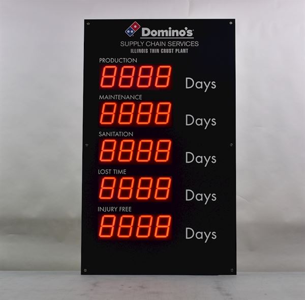 Custom Days Without Accident Sign with Five Large Counters