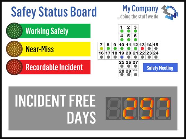 Number Days Since Last Accident Sign with Safety Cross